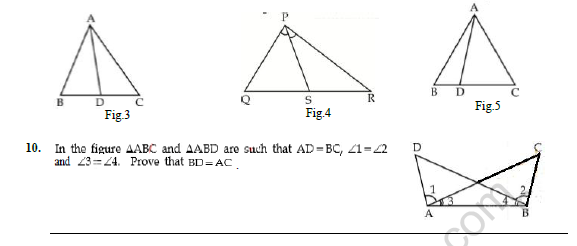 CBSE Class 9 Mathematics Triangles Worksheet Set A CBSE Class 9 Mathematics Triangles Worksheet Set A